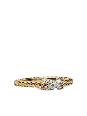David Yurman 18kt Yellow Petite X Diamond Ring - Gold