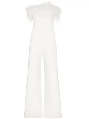 16Arlington Taree Feather-trim Jumpsuit - White