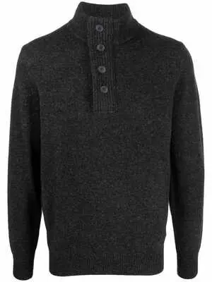 Barbour Button-down Pullover Wool Jumper - Grey