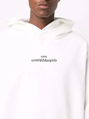 MAISON MARGIELA Logo-embroidered Cotton Hoodie - White