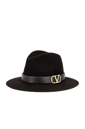 Valentino Garavani Vlogo Signature Fedora In Black - Nero  display picture 1