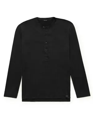 TOM FORD Stretch-silk Satin Henley Pyjama Top - Black