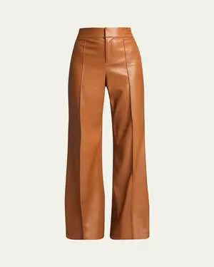 Alice + Olivia Dylan High-waist Faux-leather Wide Leg Pants - Camel