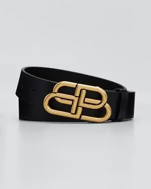 Balenciaga Balenciaga BB-Buckle Leather Belt 1000 Noir