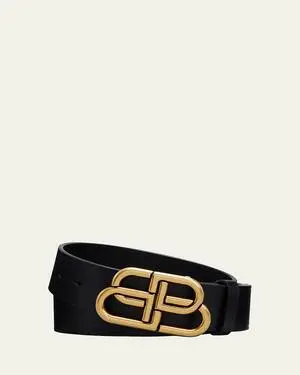 Balenciaga Bb-buckle Leather Belt - Black