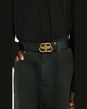 Balenciaga Bb-buckle Leather Belt - Black