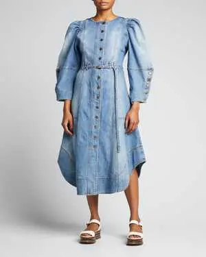 Ulla Johnson Starr Denim Midi Dress - Medium Wash