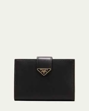 Prada Small Triangle Logo Flap Wallet Black
