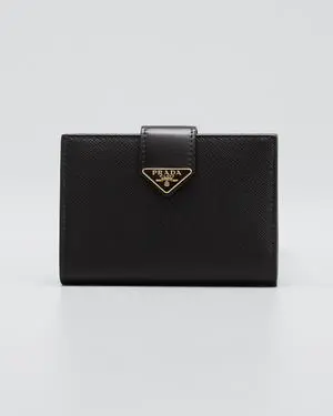 Prada Small Triangle Logo Flap Wallet F0002 Nero