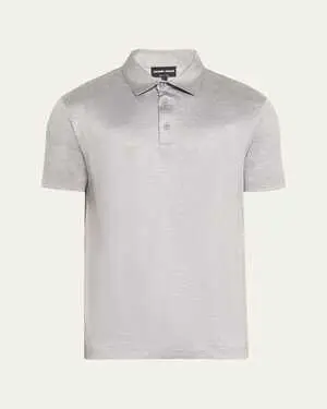 Giorgio Armani Solid Jersey Polo Shirt - Solid Dark Grey