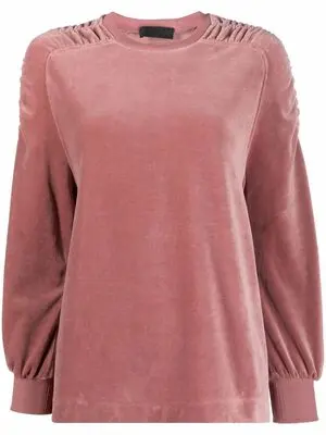 Alberta Ferretti Chenille Gathered-trim Sweatshirt - Pink