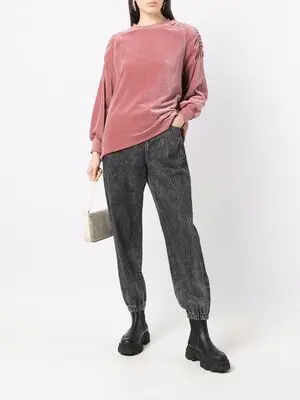 Alberta Ferretti Chenille Gathered-trim Sweatshirt - Pink