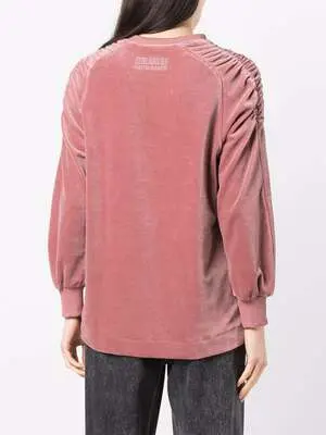 Alberta Ferretti Chenille Gathered-trim Sweatshirt - Pink