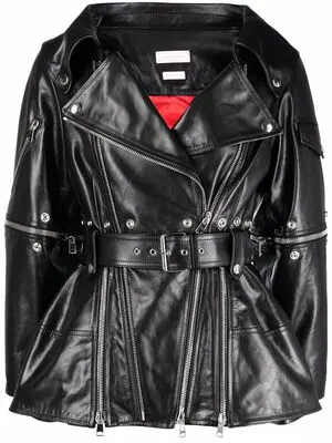 Alexander McQueen Belted-waist Biker Jacket - Black