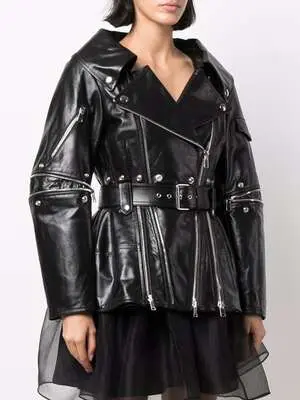Alexander McQueen Belted-waist Biker Jacket