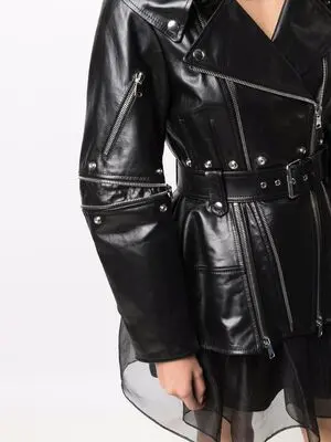 Alexander McQueen Belted-waist Biker Jacket