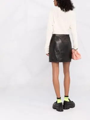 Red Valentino Zip-up Biker Lambskin Leather Skirt