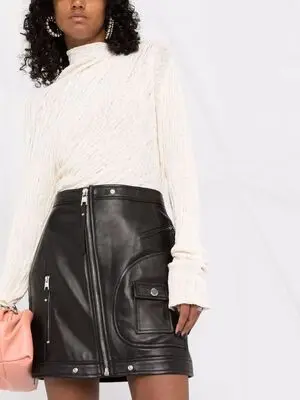 Red Valentino Zip-up Biker Lambskin Leather Skirt