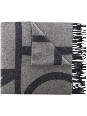 TOTEME Large Monogram Scarf - Grey