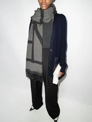 TOTEME Large Monogram Scarf - Grey