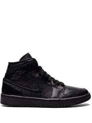 JORDAN Air 1 Mid Snakeskin Sneakers - Black