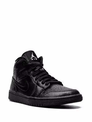JORDAN Air 1 Mid Snakeskin Sneakers - Black
