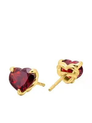 David Yurman 18kt Yellow Chatelaine Heart Garnet Stud Earrings - Gold