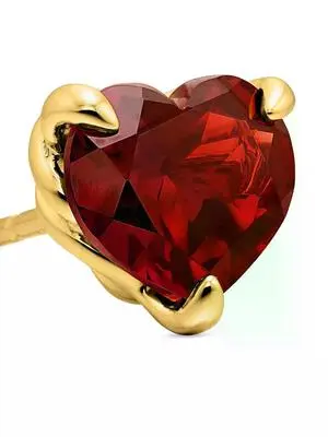 David Yurman 18kt Yellow Chatelaine Heart Garnet Stud Earrings - Gold