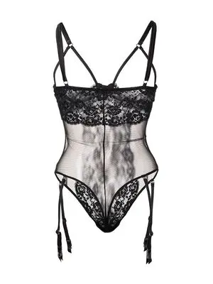 FLEUR DU MAL Foxy Lace Peekaboo Garter Bodysuit