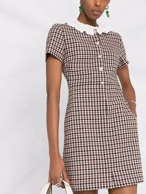 Maje Check Pattern Shift Dress