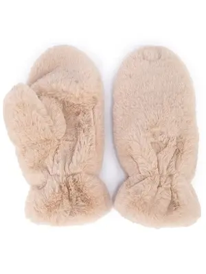Apparis Coco Faux-fur Mittens - Neutrals