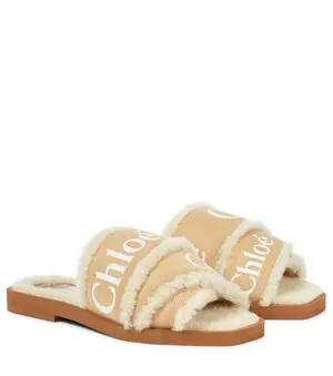 Chloé Woody Shearling-lined Slides