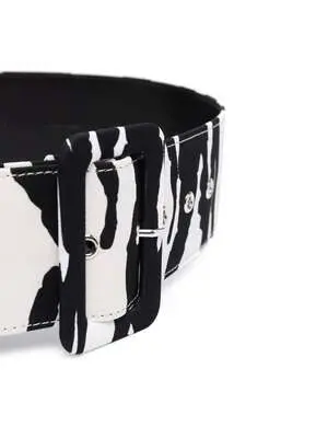 MSGM Zebra-print Buckle Belt