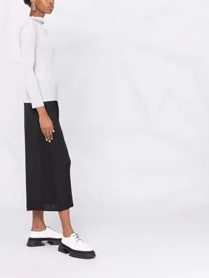 Issey Miyake Plissé Mock Neck Top - Grey