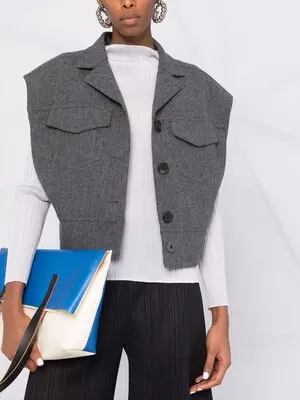 Issey Miyake Plissé Mock Neck Top - Grey