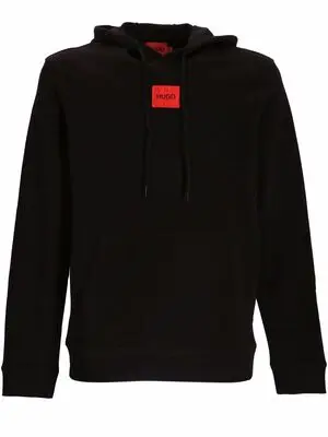 Hugo Terry Cotton Logo Hoodie - Black