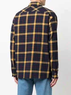 COUNTY OF MILAN Folk Check Pattern Shirt - Blue