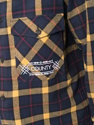 COUNTY OF MILAN Folk Check Pattern Shirt - Blue
