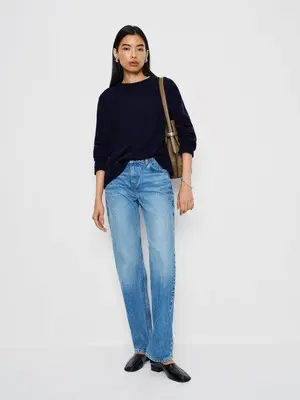 REFORMATION Cashmere Boyfriend Pullover Sweater - Blue