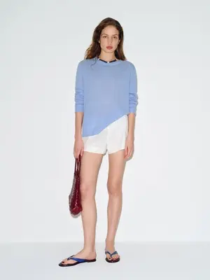 REFORMATION Cashmere Boyfriend Pullover Sweater - Blue