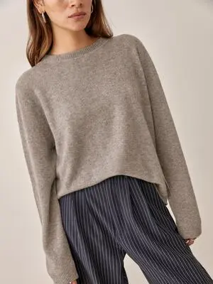REFORMATION Cashmere Boyfriend Pullover Sweater Dark Grey