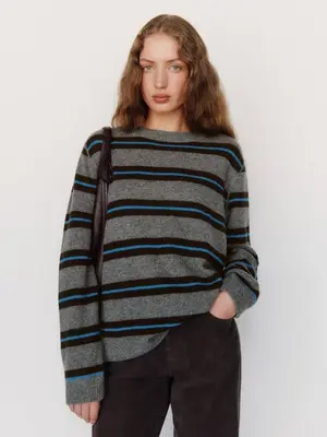 REFORMATION Cashmere Boyfriend Pullover Sweater - Grey