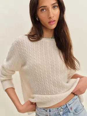 REFORMATION Cashmere Boyfriend Pullover Sweater - Ivory