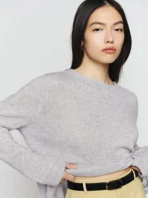 REFORMATION Cashmere Boyfriend Pullover Sweater Light Grey