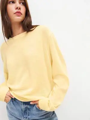 REFORMATION Cashmere Boyfriend Pullover Sweater Parmesan