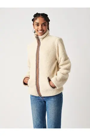 Faherty Brand Ashbury Sherpa Jacket - Cream - Floral / Multicolor