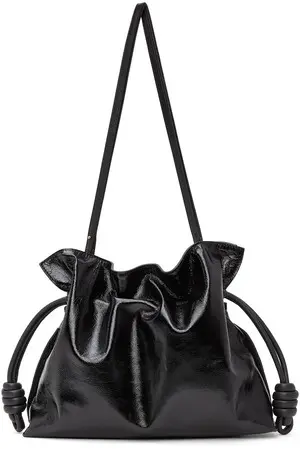 Loewe Loewe Black Patent Flamenco Clutch Bag - 1100 Black