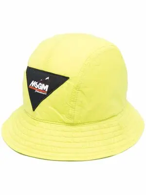 MSGM Logo-patch Cotton Bucket Hat - Green