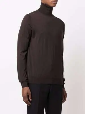 DELL'OGLIO Roll-neck Merino Wool Jumper - Red