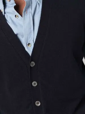 DELL'OGLIO V-neck Cashmere Vest - Blue